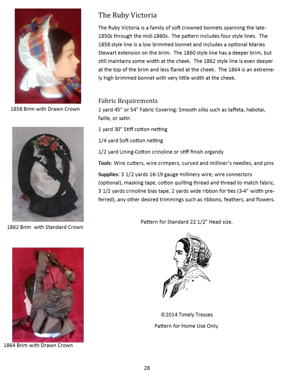 The Ruby Victoria American Civil War Era Soft Crown Bonnet Pattern - Etsy