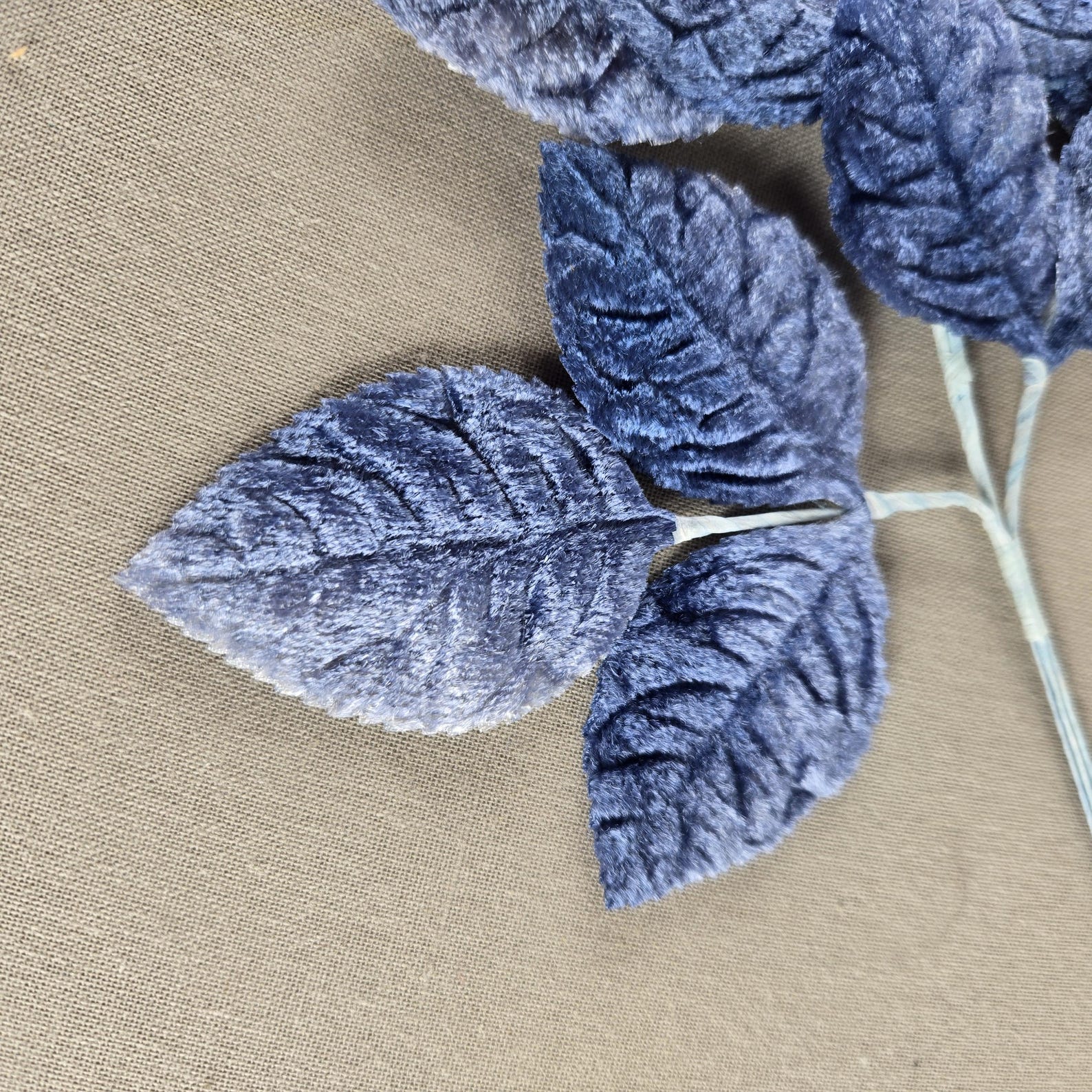 Vintage Velvet Leaves-blue for Millinery, Bridal, and Historical ...