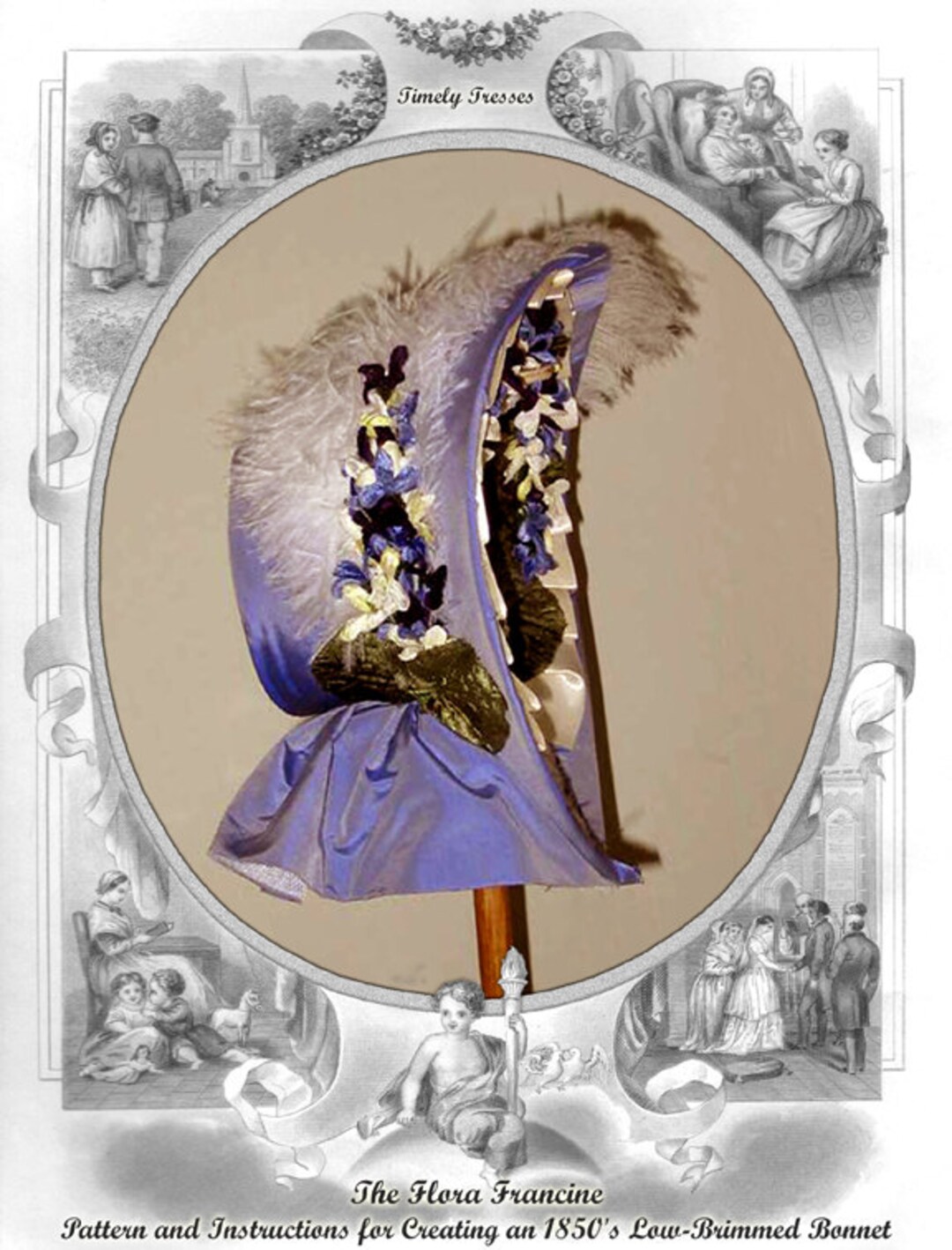 The Flora Francine American Civil War Era Low Brim Bonnet Pattern - Etsy