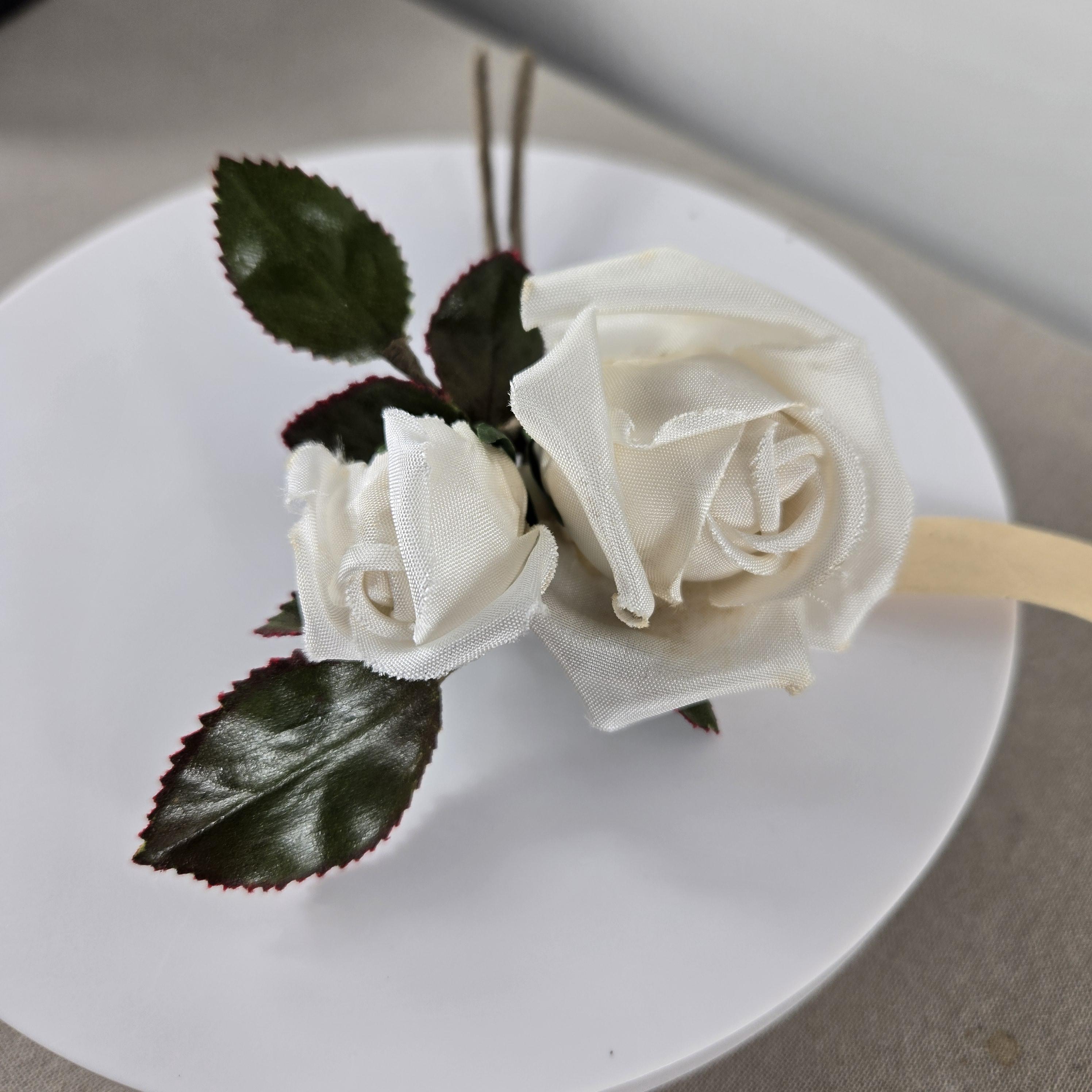 Vintage German Silk Roses With Leaves. Millinery, Weddings, Crafts - Etsy