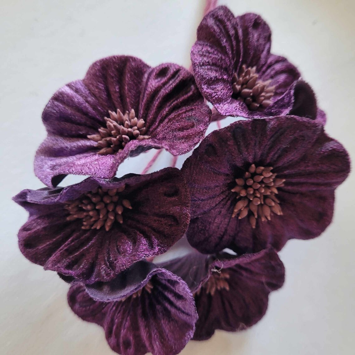 Purple Round Velvet Blossoms X6 Millinery Wedding Flowers - Etsy