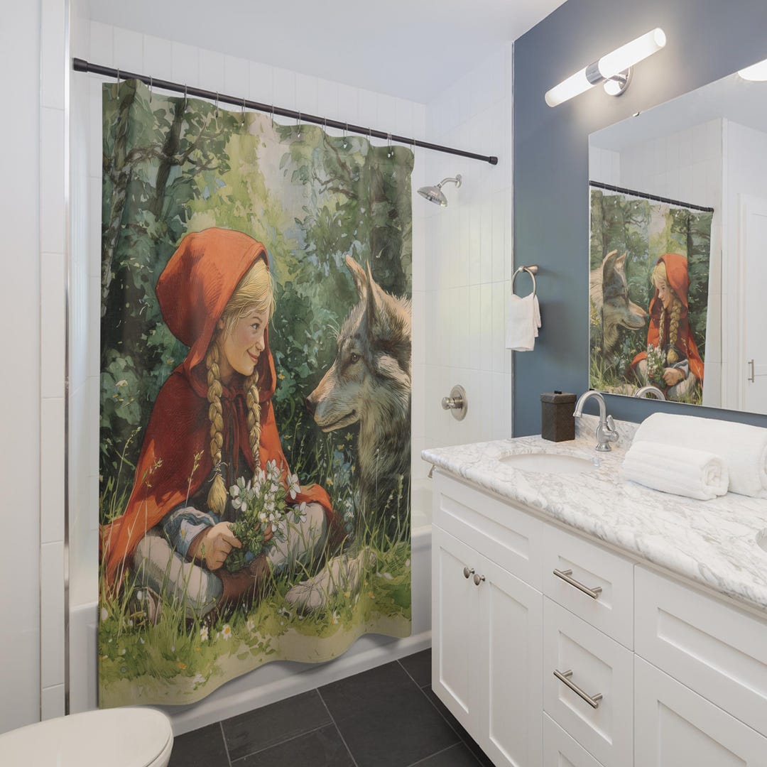 Little Red Riding Hood Shower Curtain: Whimsical Kids Bathroom Decor - Etsy