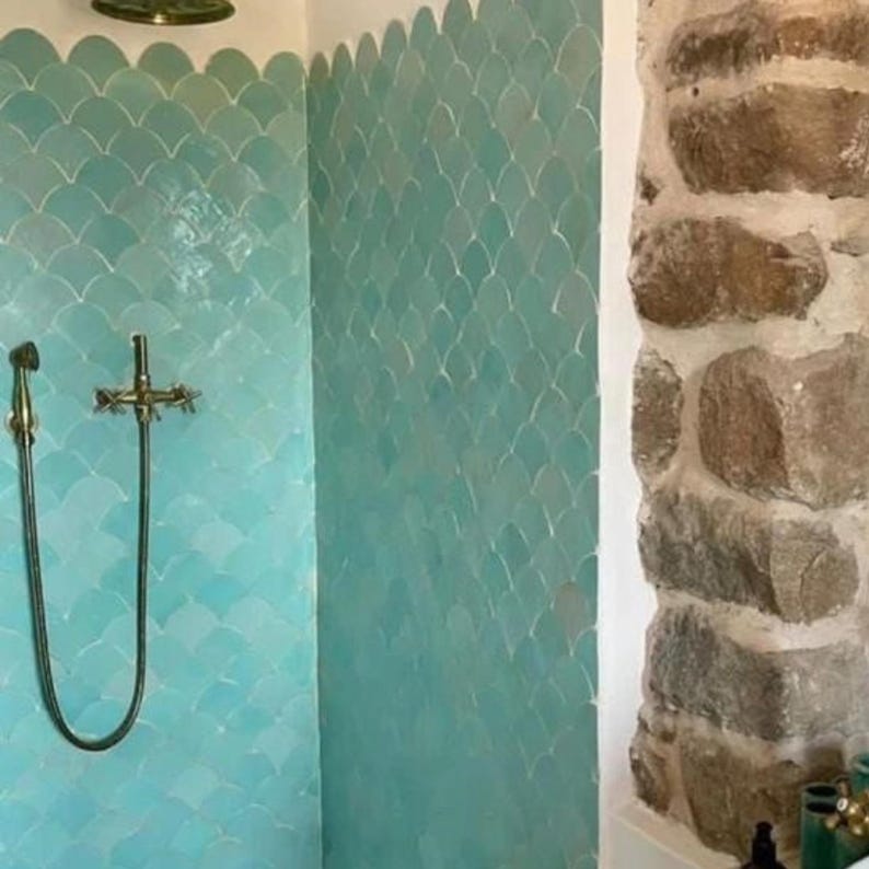 Zellige Tiles - 30x30cm Ready-to-install Panels , Bathroom, Walls ...