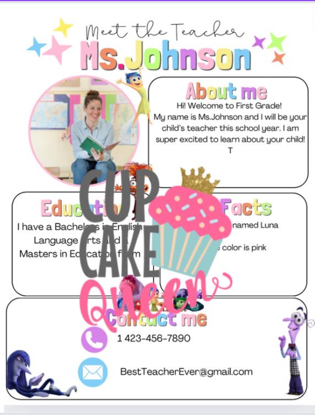 Inside Out Meet the Teacher - Etsy
