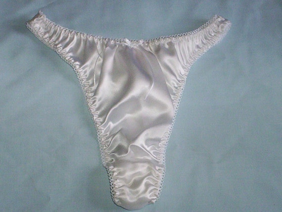 Items similar to White Pure Silk Satin Thong available in UK sizes 8 ...