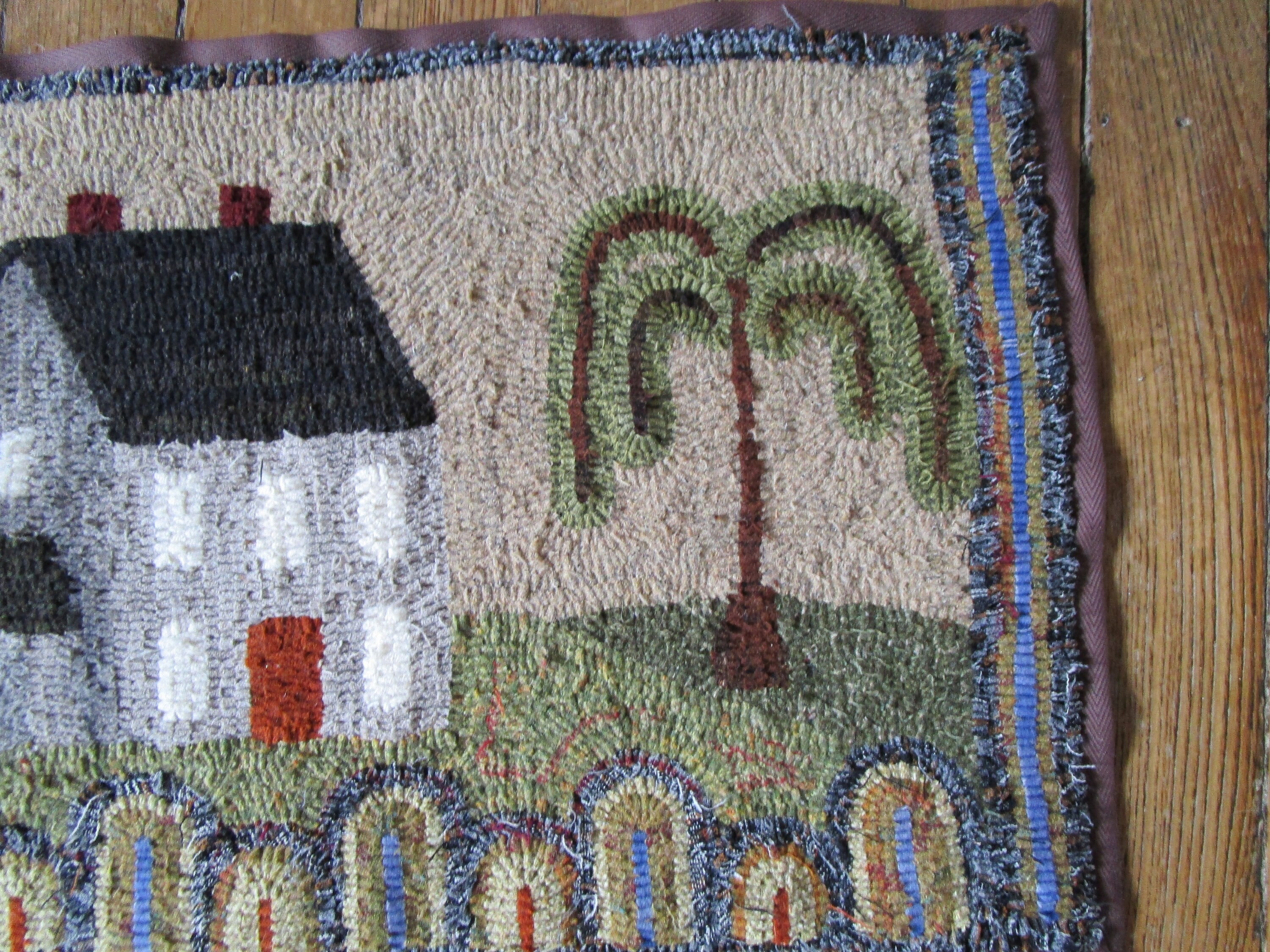 Primitive Saltbox House and Willows Trees Wool Hooked Rug - Etsy