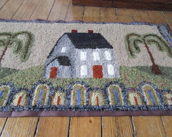 Primitive Folk Art Hooked Penny Rug Table Runner Early Style - Etsy