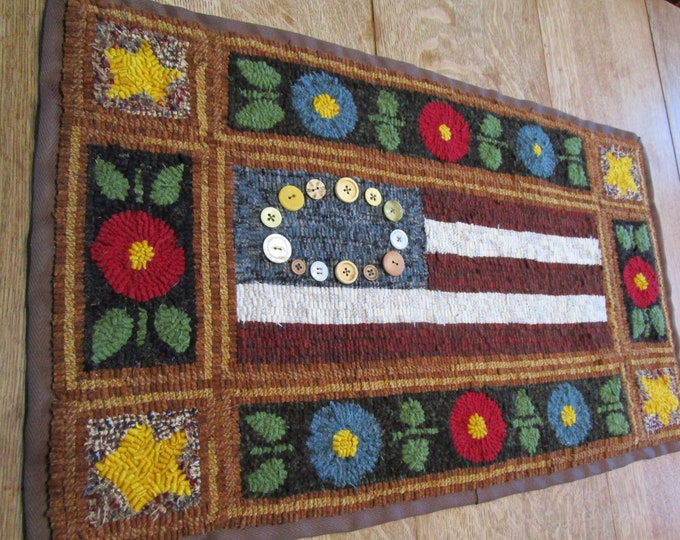 Primitive Americana Flag With Pennies and Stars Wool Hooked Rug - Etsy