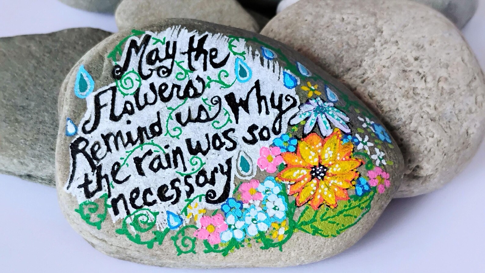 Inspirational Hand Painted Rock, Flower Hand Painted Rock ...