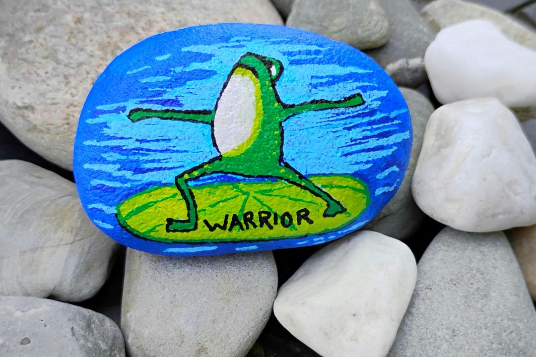 Emotional Support Rock, Frog Hand Painted Rock With Quote, Warrior Frog ...