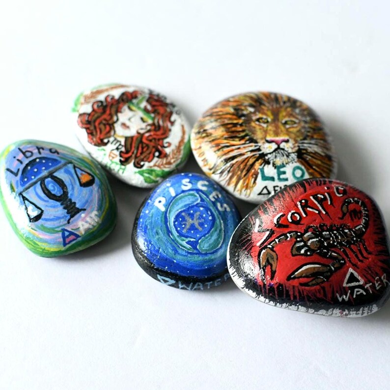 Zodiac Sign Hand Painted Rock, Astrology Hand Painted Rock, Virgo ...