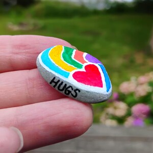 Pocket Hug Painted Rock, Heart Painted Rock, Rainbow Pocket Hug, Small ...