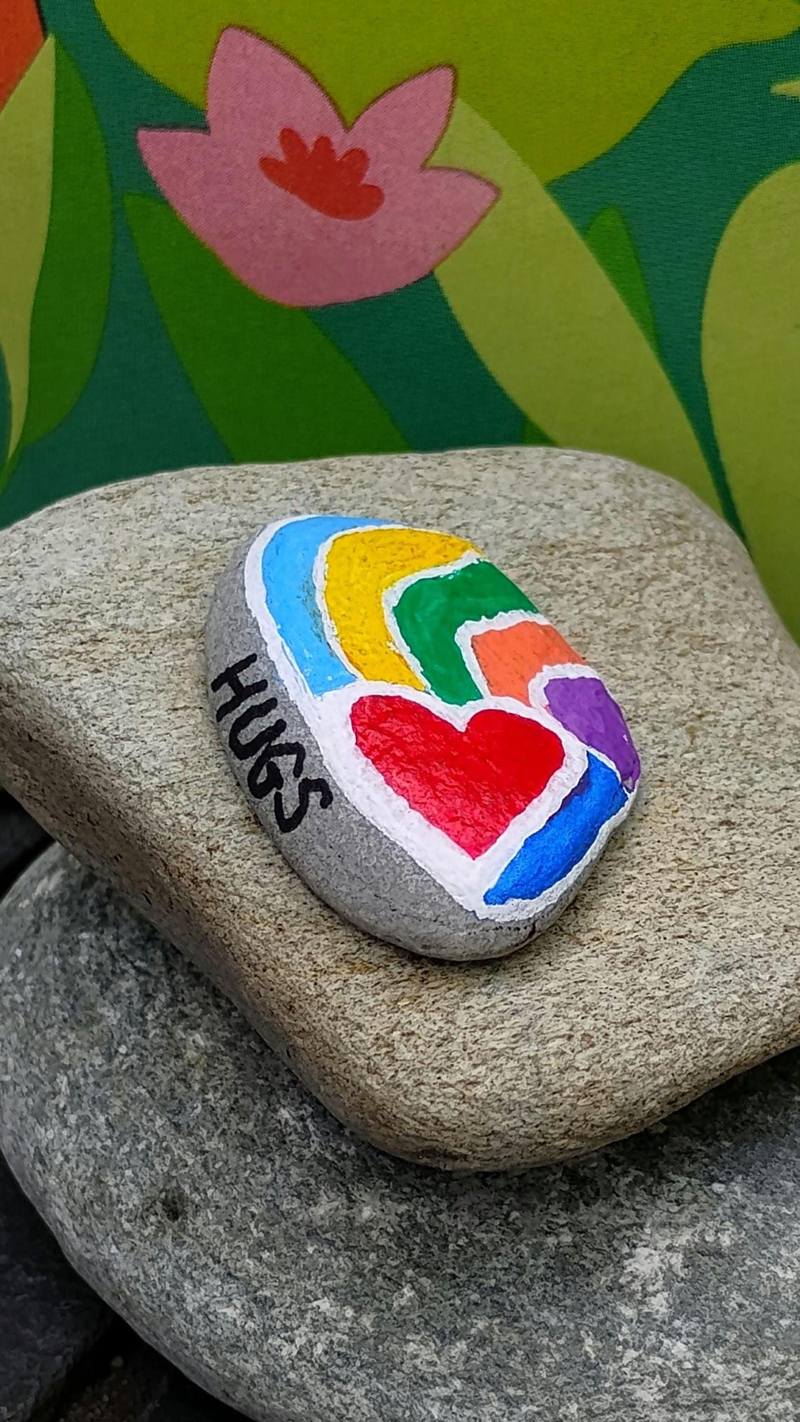 Pocket Hug Painted Rock, Heart Painted Rock, Rainbow Pocket Hug, Small ...