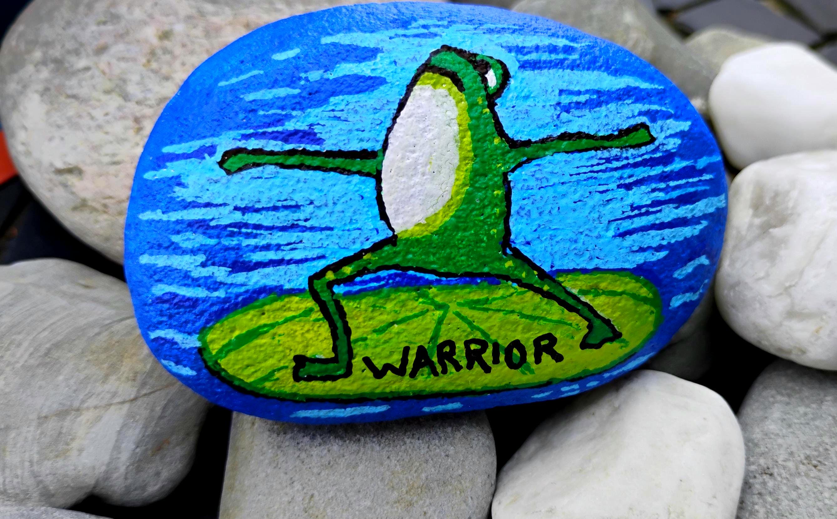 Emotional Support Rock, Frog Hand Painted Rock With Quote, Warrior Frog ...