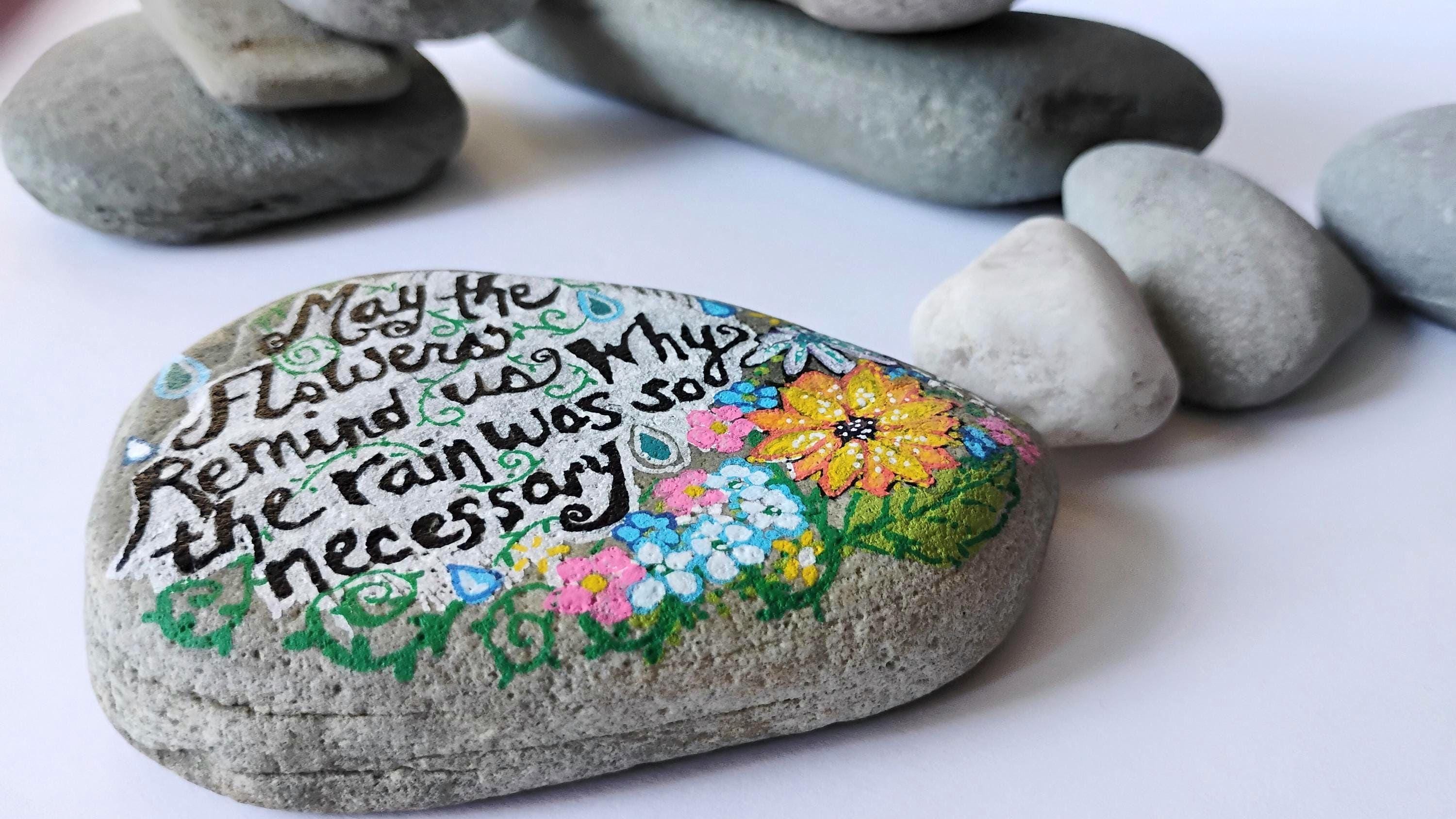 Inspirational Hand Painted Rock, Flower Hand Painted Rock ...