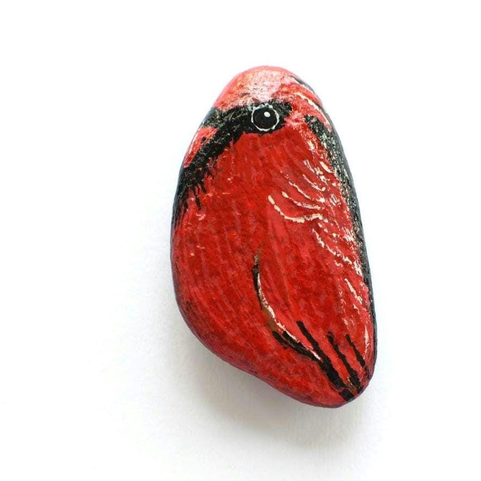 Cardinal Hand Painted Rock, Bird Pet Rock, Cardinal Garden Rock ...