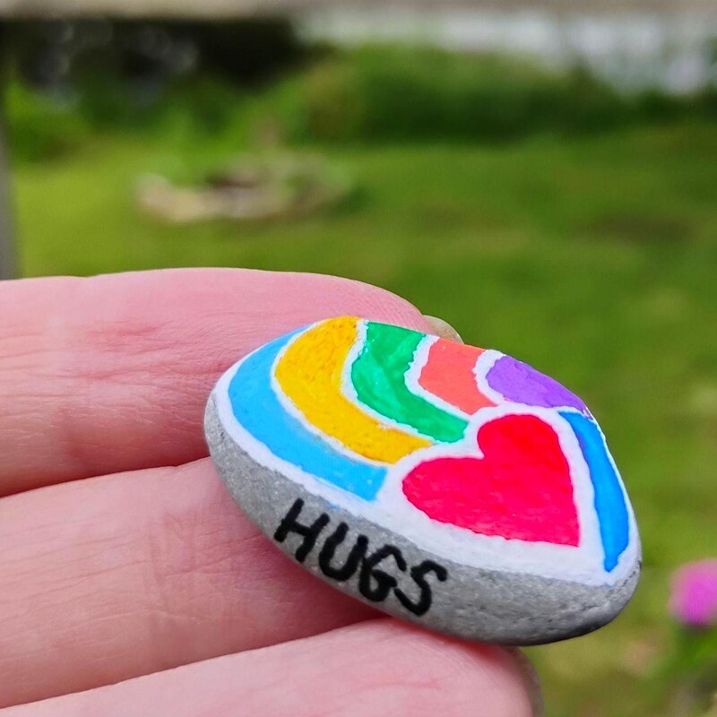 Rainbow Painted Rock - Etsy