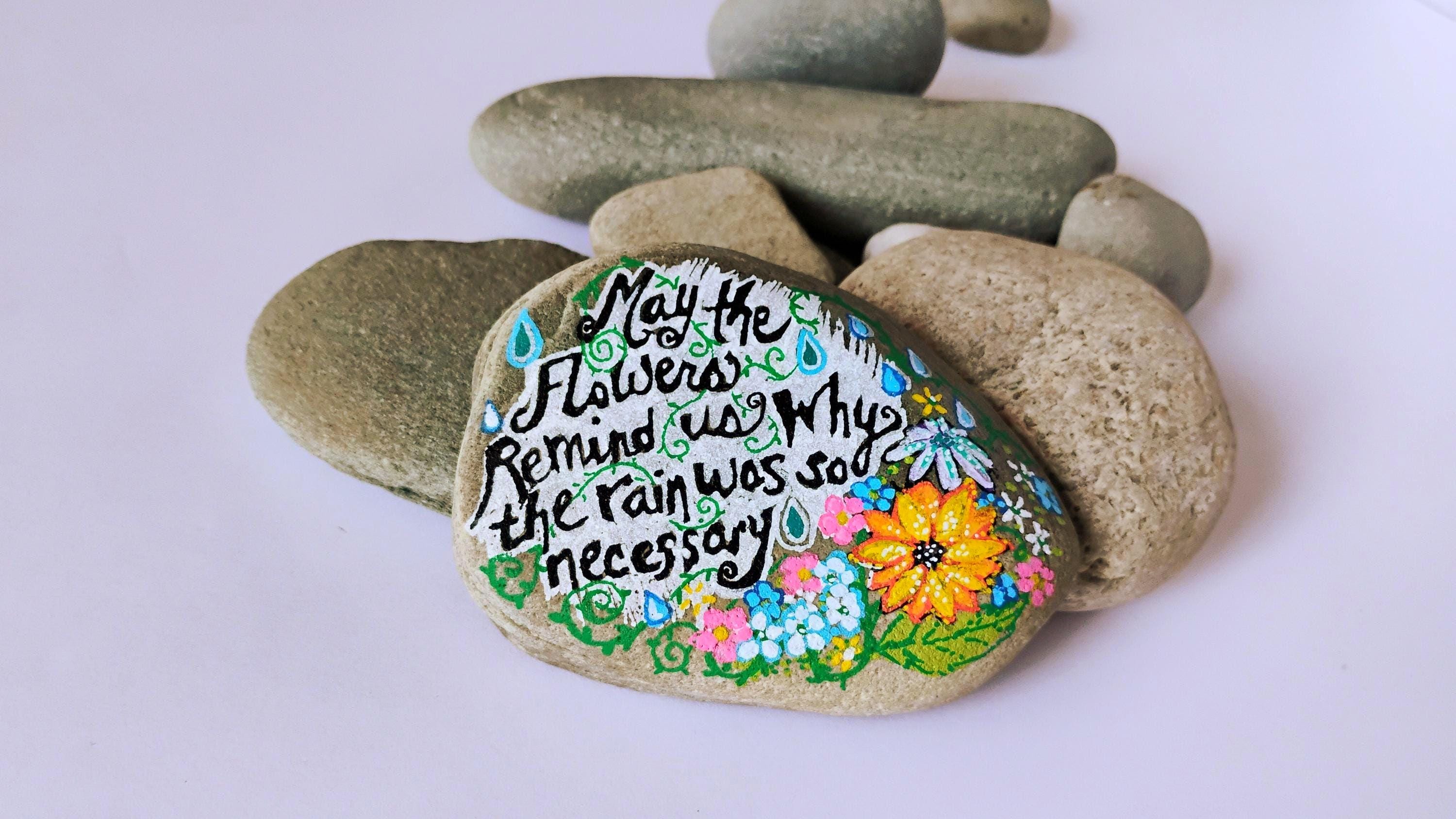 Inspirational Hand Painted Rock, Flower Hand Painted Rock ...