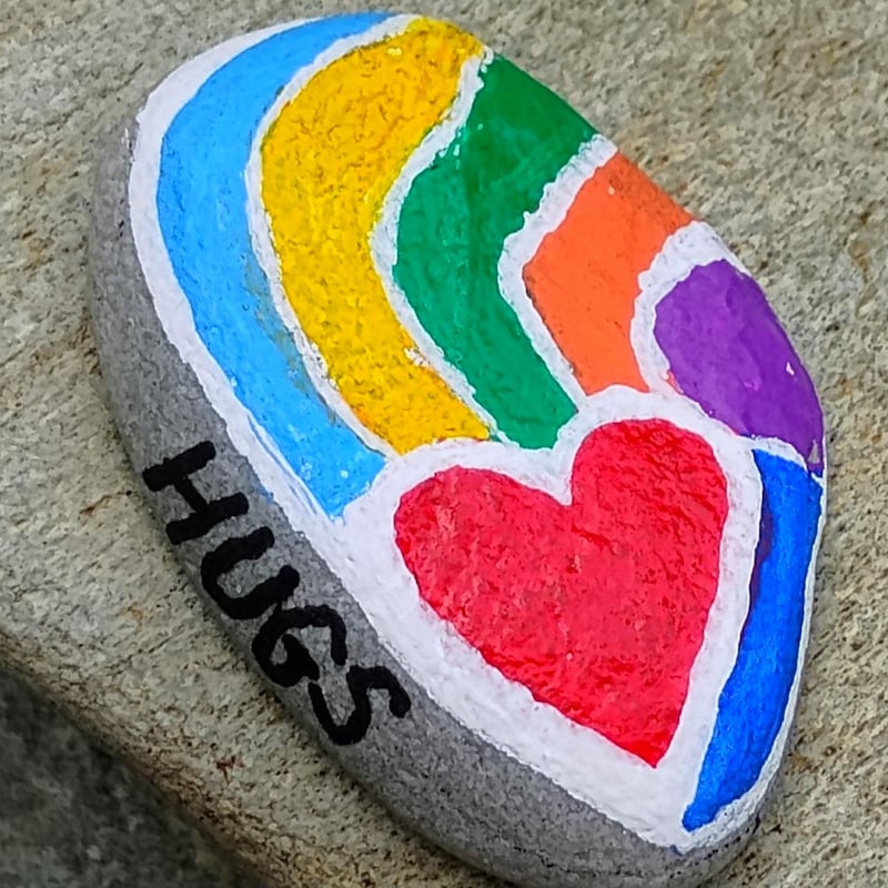 Rainbow Painted Rock - Etsy