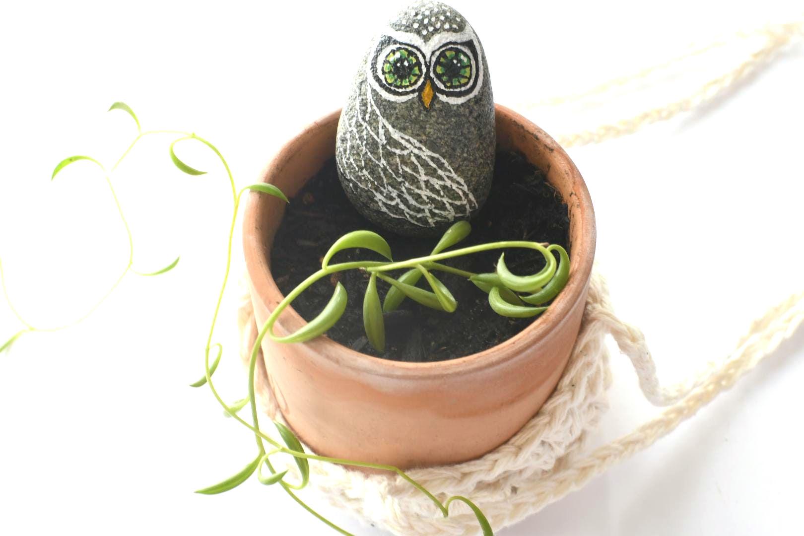 Owl Hand Painted Rock, Bird Pet Rock, Owl Garden Rock, Spirit Animal ...