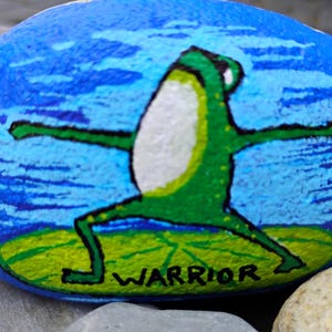Emotional Support Rock, Frog Hand Painted Rock With Quote, Warrior Frog ...