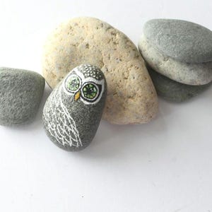 Owl Hand Painted Rock, Bird Pet Rock, Owl Garden Rock, Spirit Animal ...