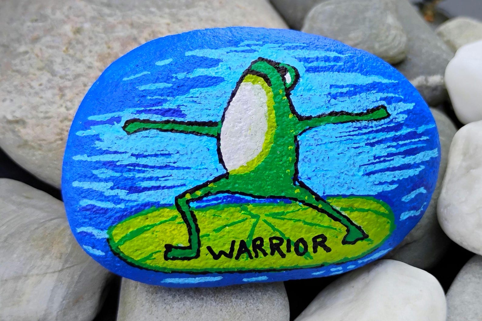 Emotional Support Rock, Frog Hand Painted Rock With Quote, Warrior Frog ...