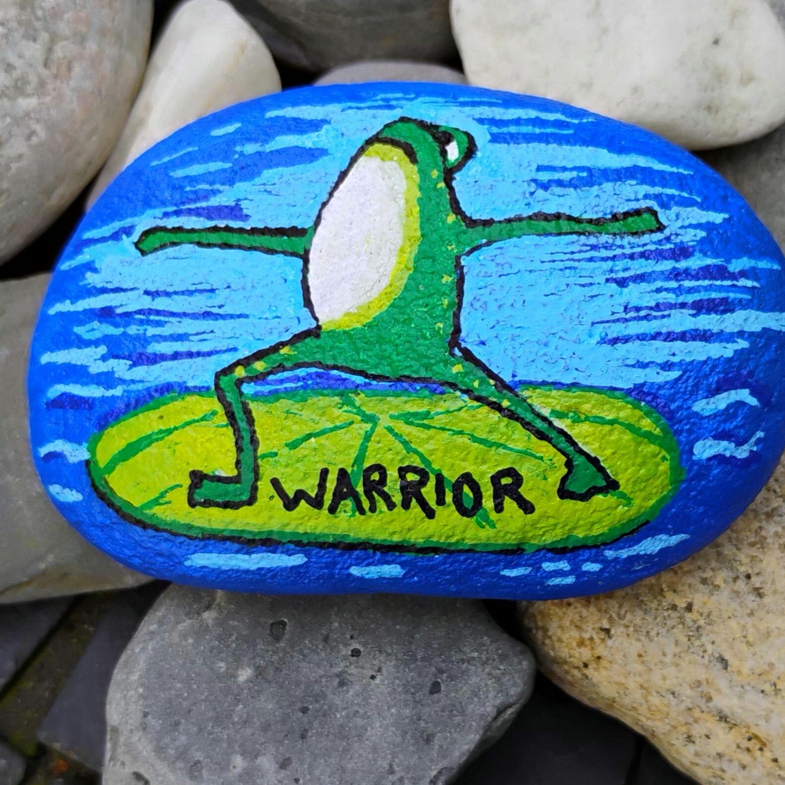 Emotional Support Rock, Frog Hand Painted Rock With Quote, Warrior Frog ...