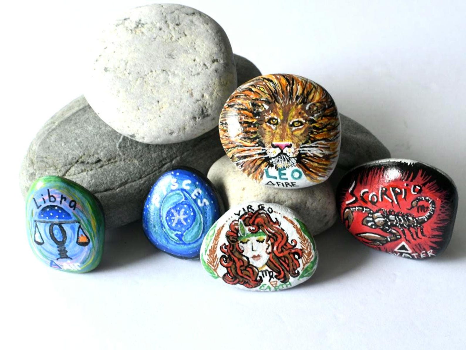 Zodiac Sign Hand Painted Rock, Astrology Hand Painted Rock, Virgo ...