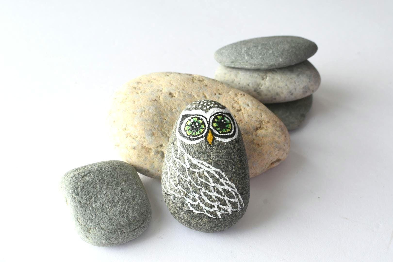 Owl Hand Painted Rock, Bird Pet Rock, Owl Garden Rock, Spirit Animal ...