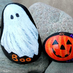 Halloween Ghost Painted Rock, Boo Hand Painted Rock, Halloween ...