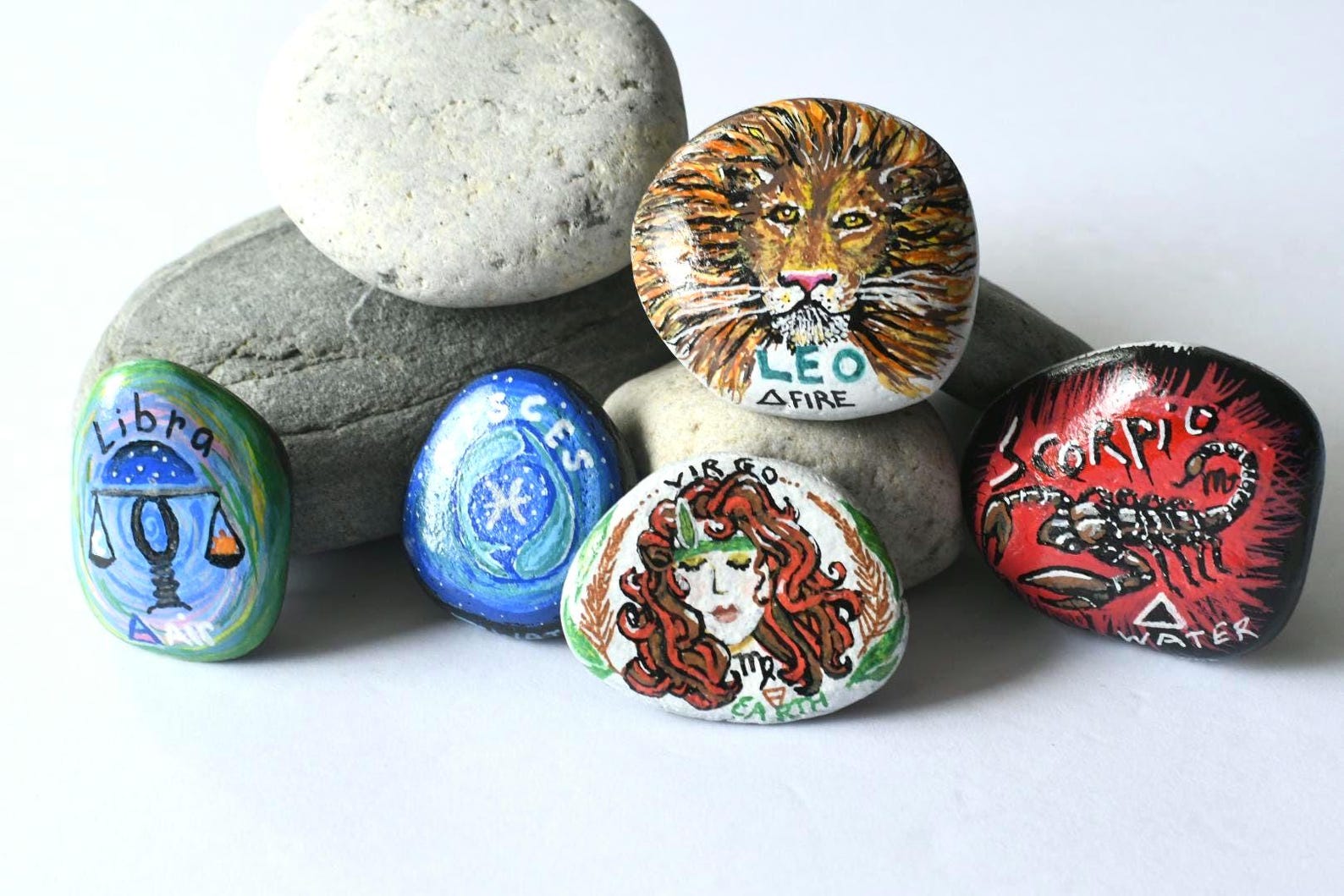 Zodiac Sign Hand Painted Rock, Astrology Hand Painted Rock, Virgo ...