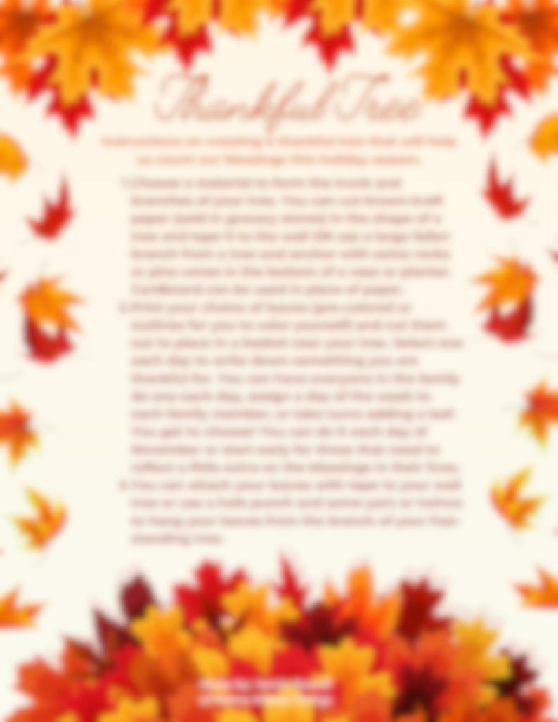Thankful Tree - Thanksgiving Activity Printable - Etsy
