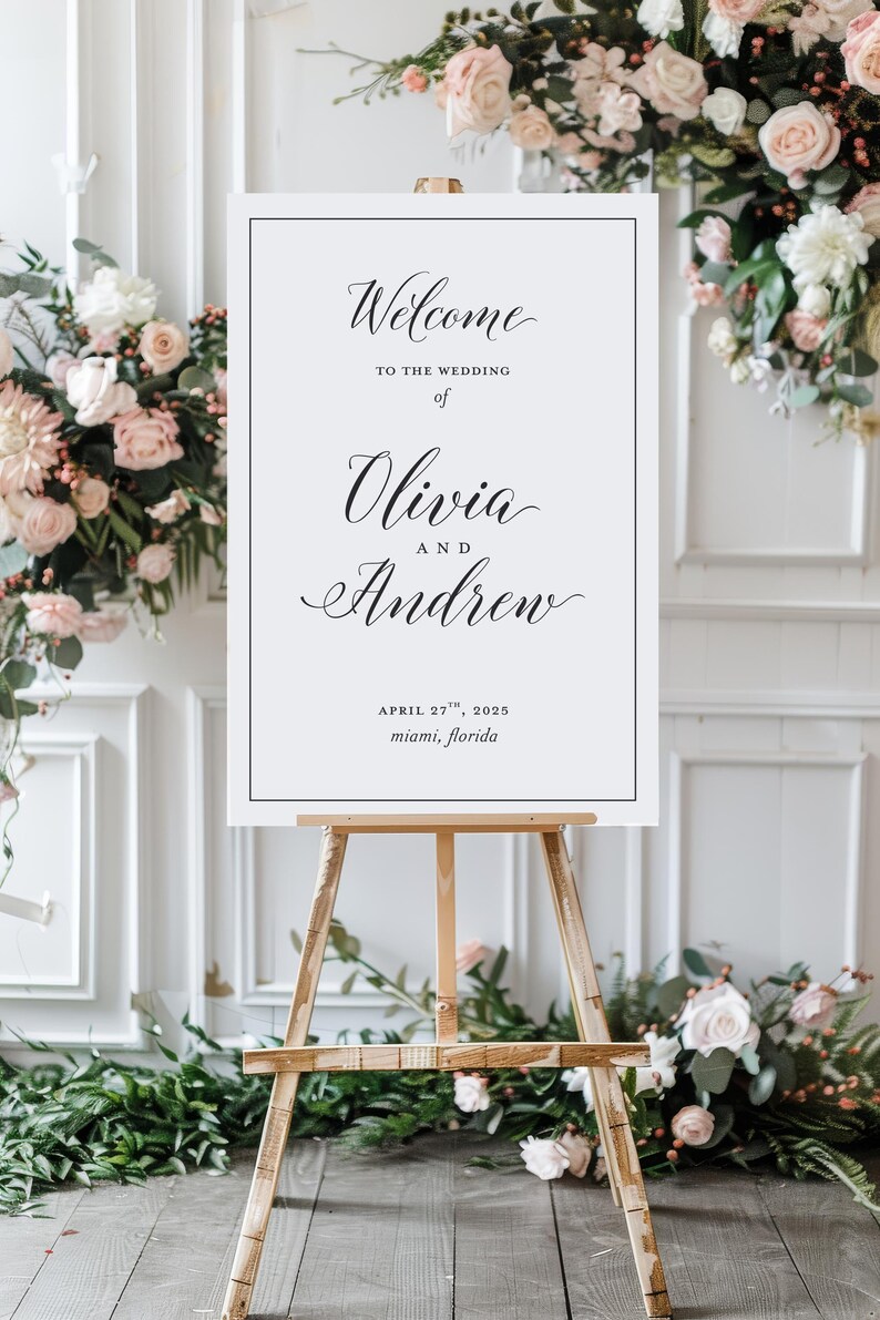 Wedding Welcome Sign Acrylic Minimalist Wedding Sign Custom Elegant ...