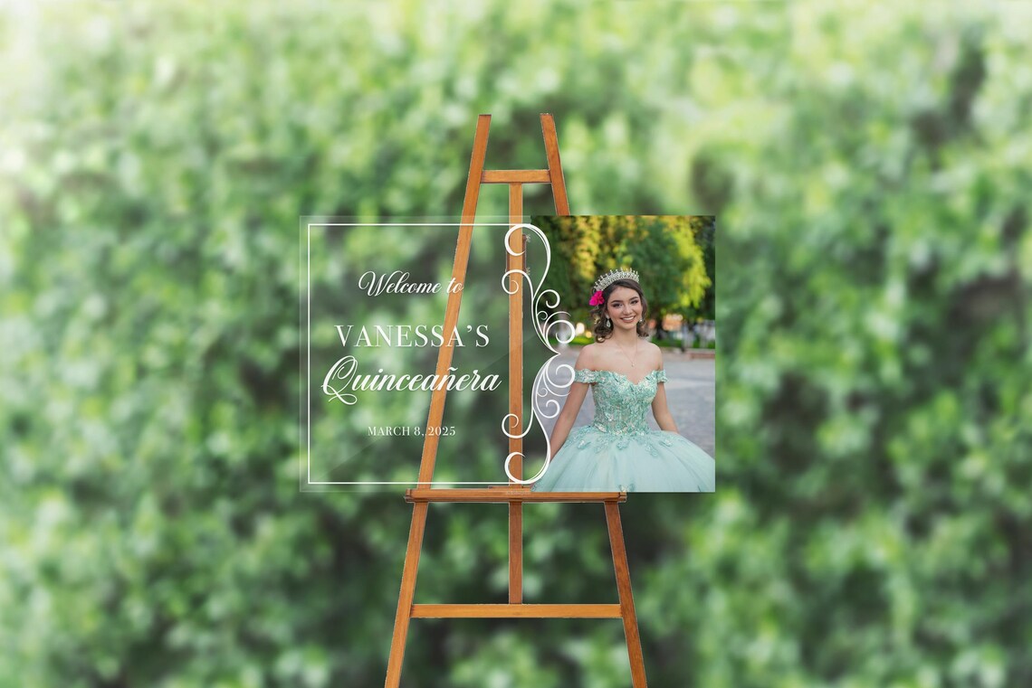 Quinceañera Welcome Sign Acrylic Quinceanera Photo Personalized Sign ...