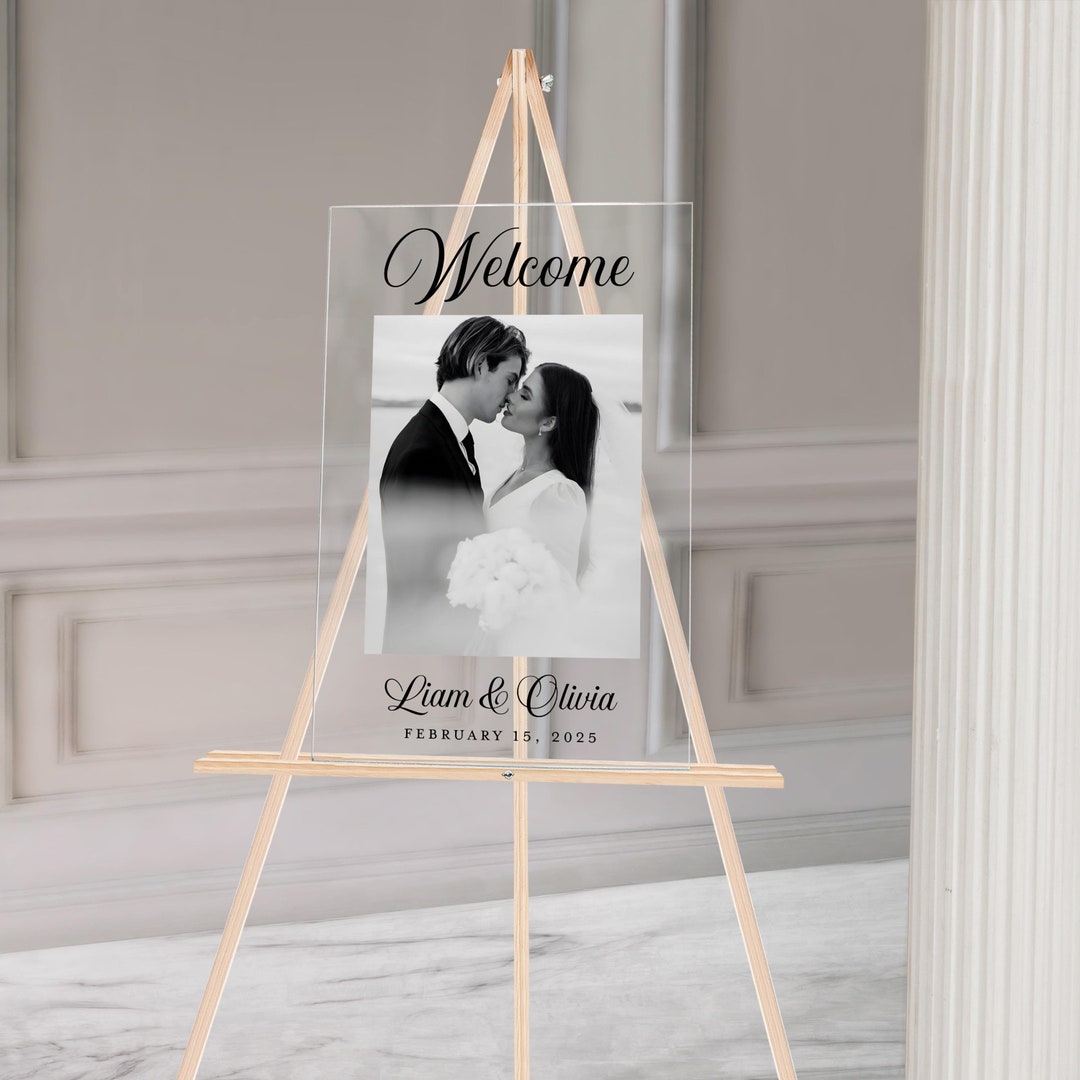 Acrylic Wedding Welcome Sign Minimalist Wedding Sign Custom Elegant ...