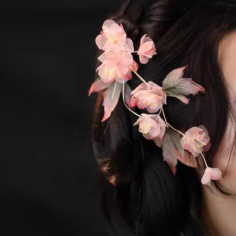 Handmade Pink Floral Hair Clip,delicate Flower Hairpin With Gradient ...
