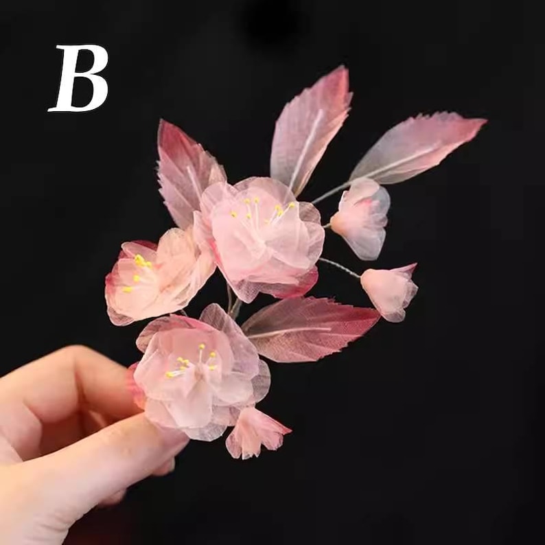 Handmade Pink Floral Hair Clip,delicate Flower Hairpin With Gradient ...