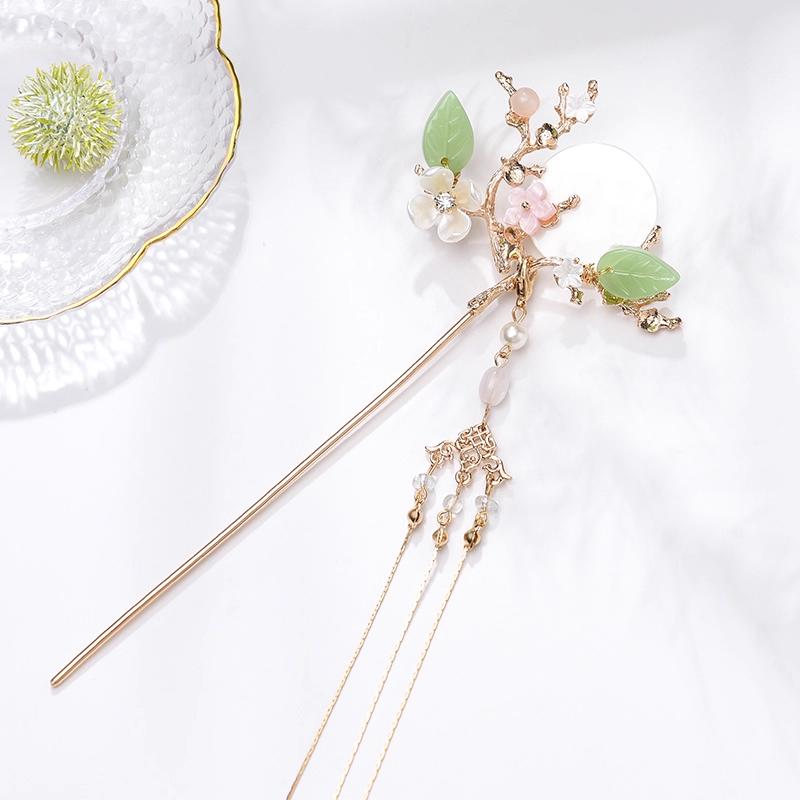 Exquisite Hair Stick With Tassel, Handmade Floral Hairpin, Elegant Gold ...