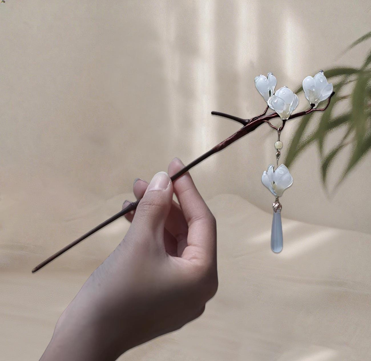 Handmade Hair Stick With White Flowers, Tassels and Umbrella Decor ...