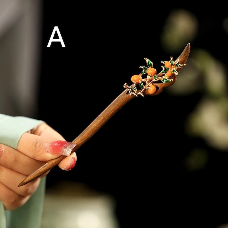 Wooden Hair Sticks With Fruit Embellishments,retro Accessories, Hair ...