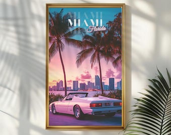 Retro Miami Beach Neon Art - Etsy