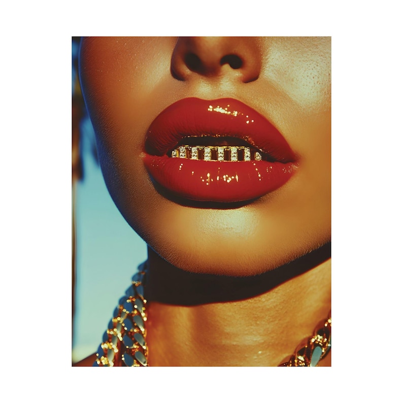 Glossy Lips Golden Grill Art Print: 90s Hip Hop Nostalgia - Etsy