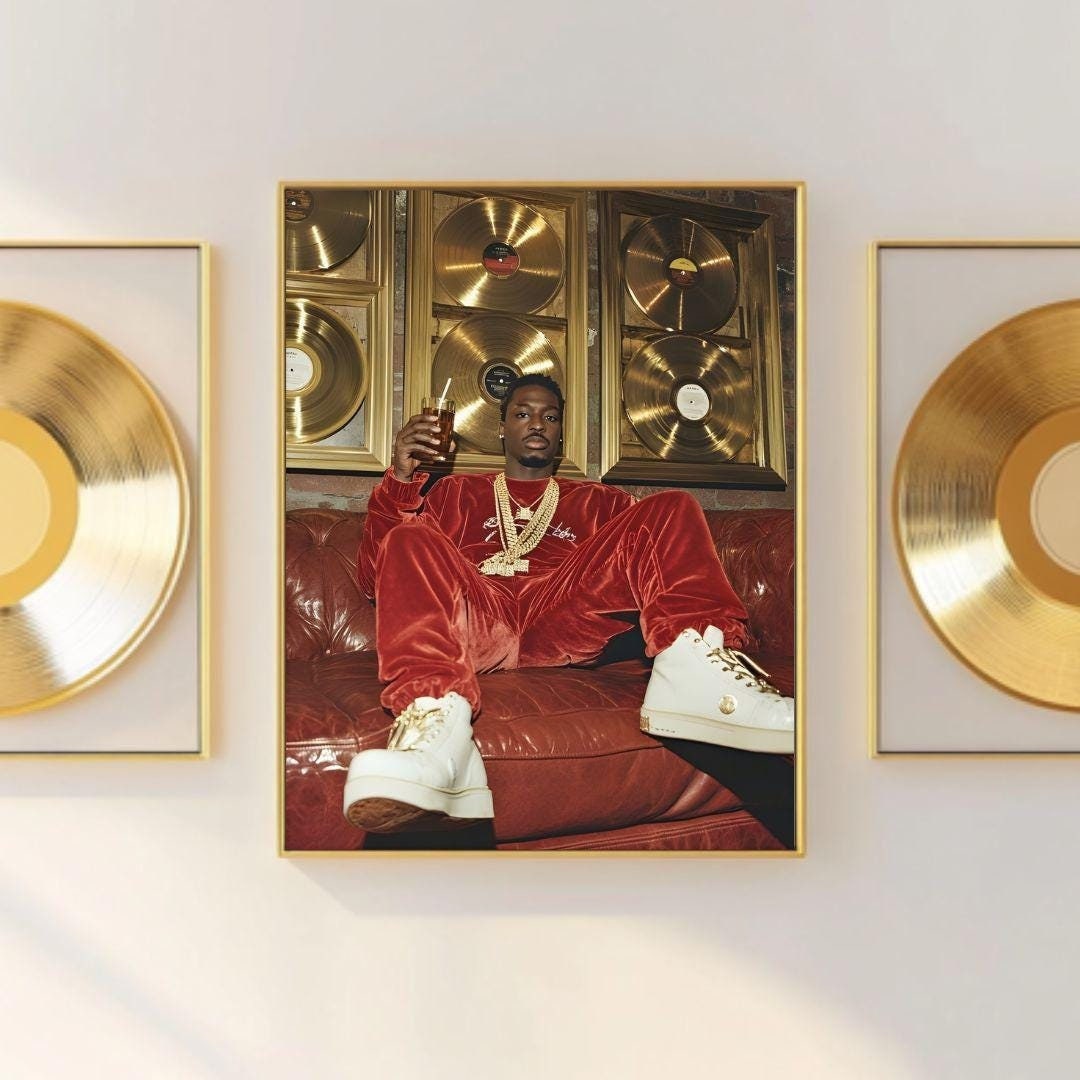 90s Hip Hop Poster - Rap Lifestyle Wall Art With Gold Records, Urban ...