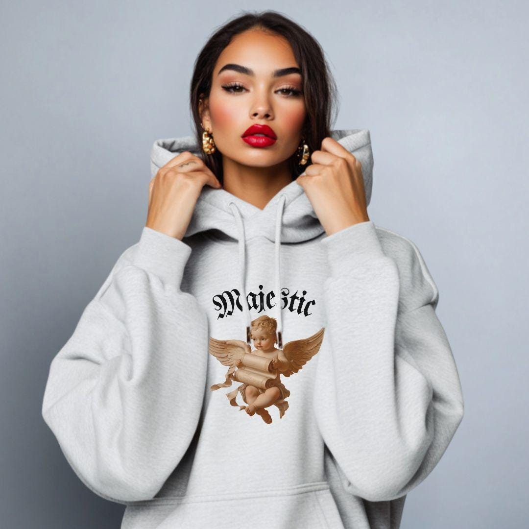 Majestic Angel Hoodie – Cherub Aesthetic Streetwear, Heavenly Fashion ...