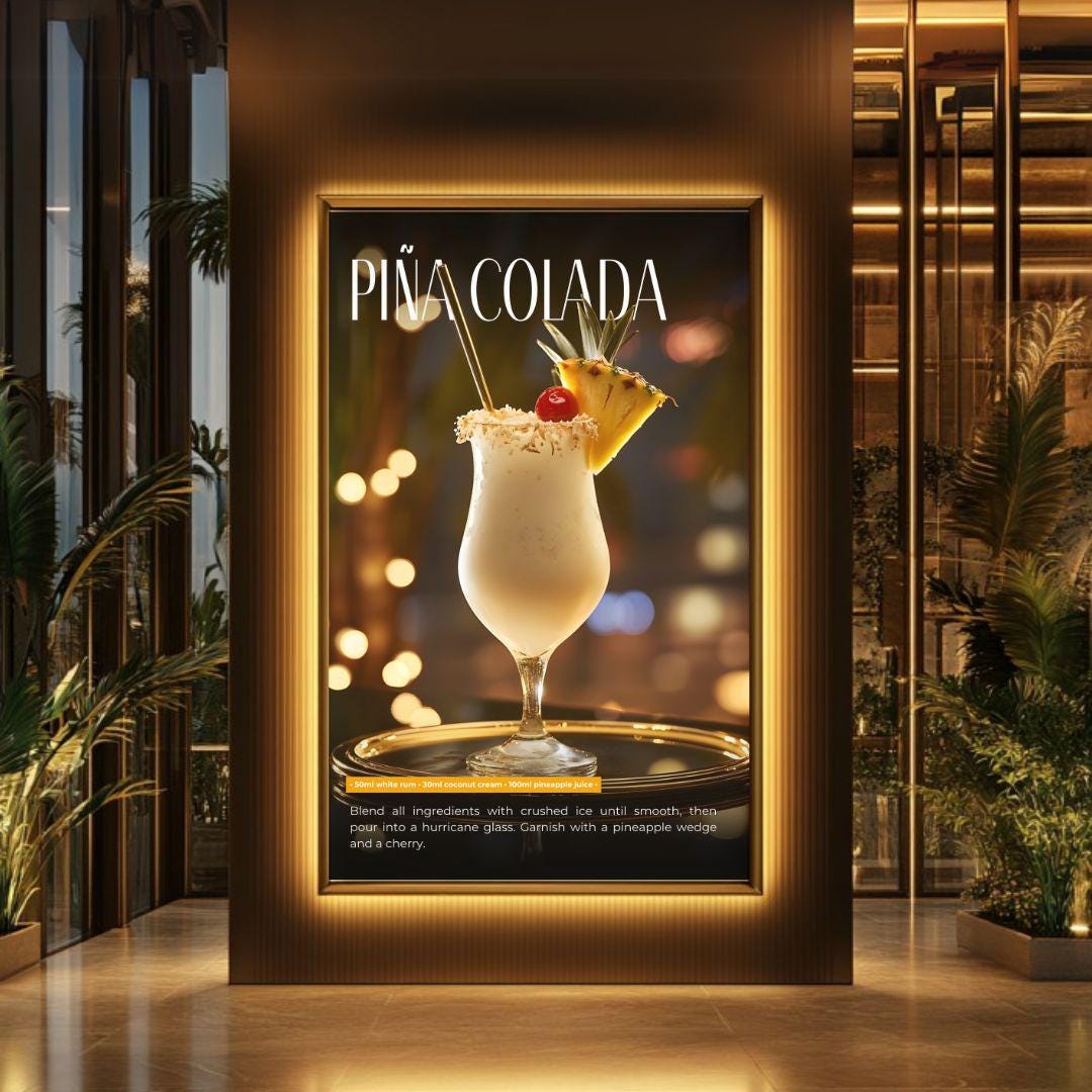 Tropical Elegance – Vintage Piña Colada Cocktail Art, Retro Bar Vibes ...