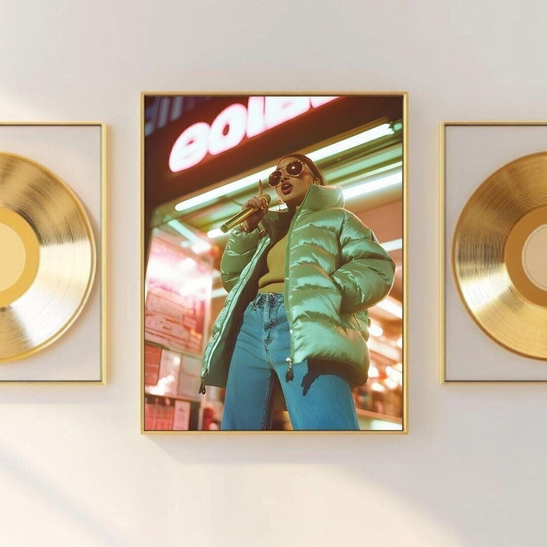 Retro Hip Hop Poster, 90s Street Vibes With Neon Lights, Urban Style ...