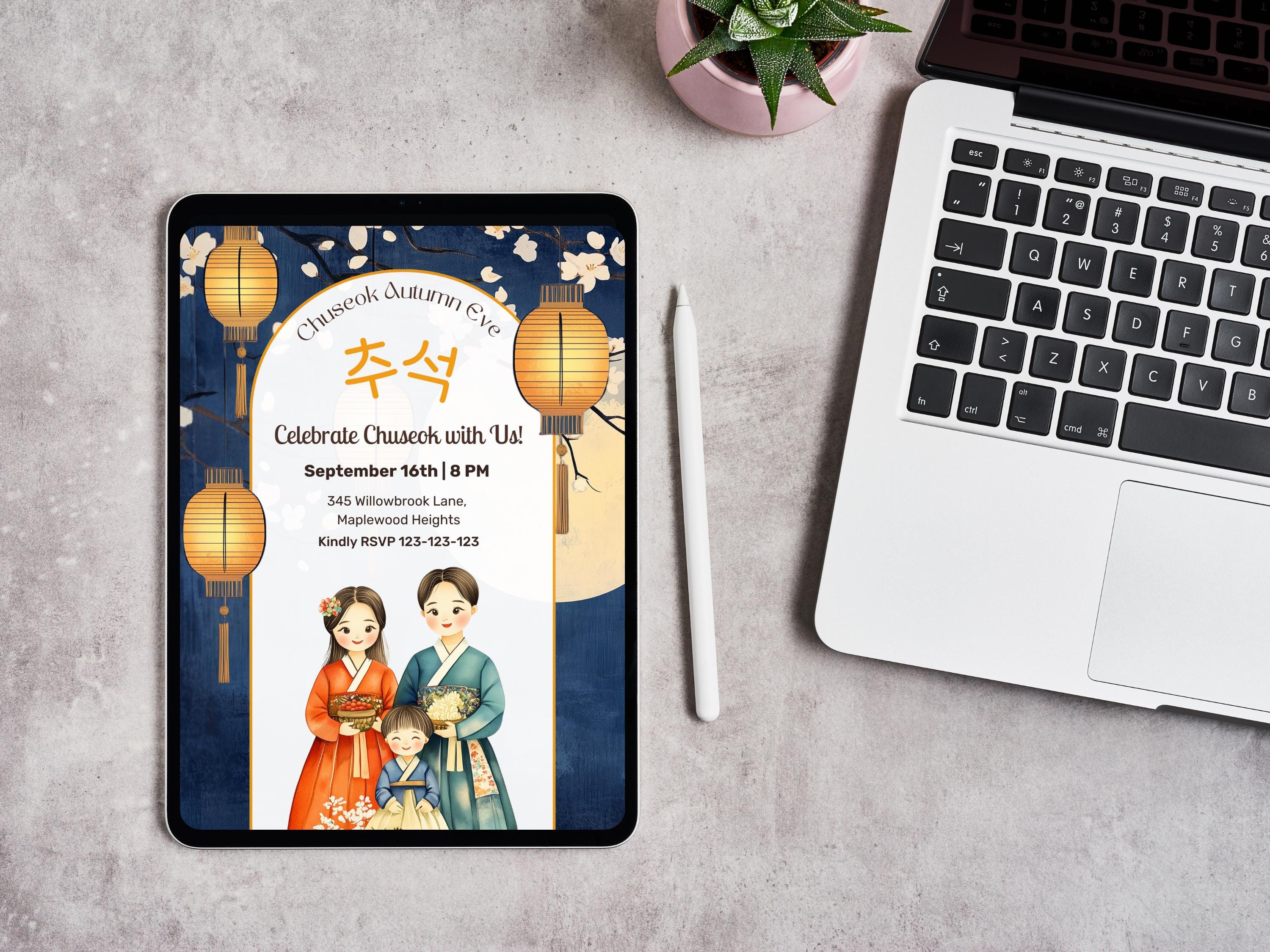 Chuseok Invitation Template: Korean Autumn Celebration (canva Editable ...