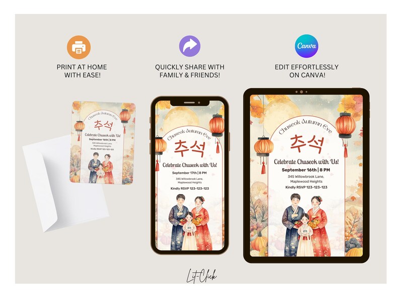Chuseok Invitation Template: Korean Autumn Festivities (canva Editable ...