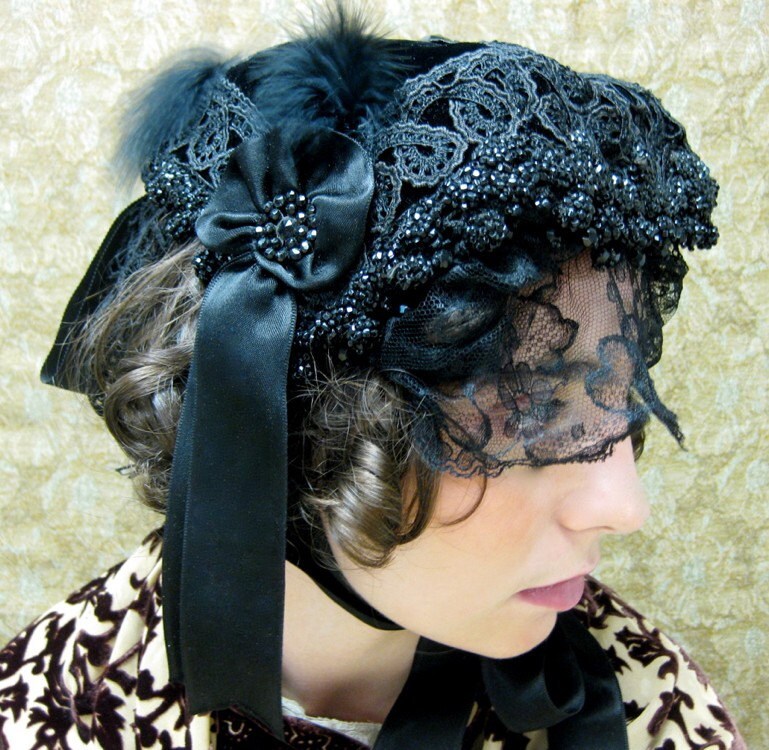 Victorian Mourning Hat Ca. 1861/ Reproduction - Etsy